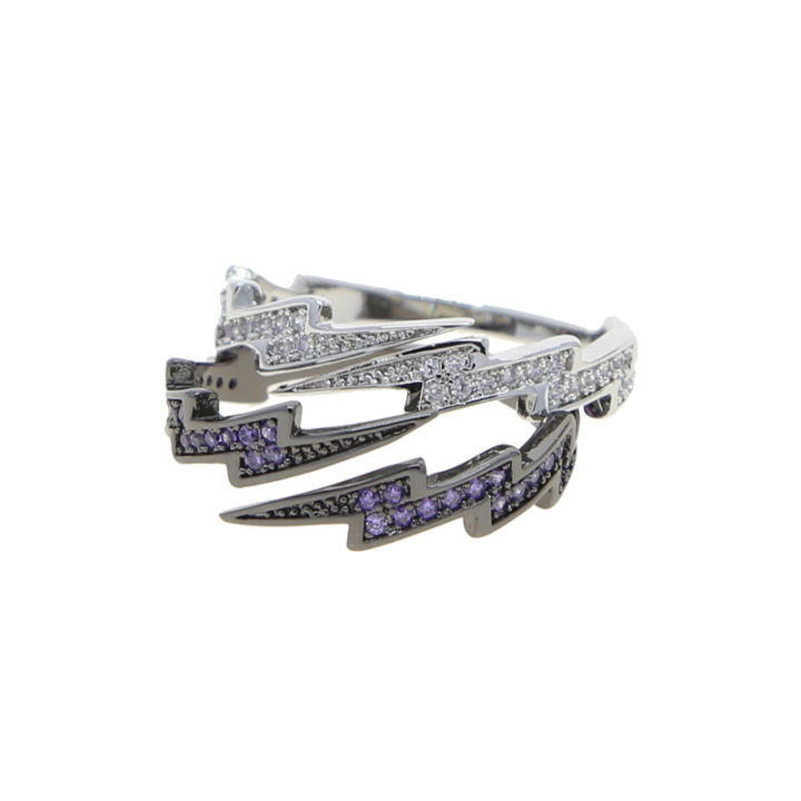 Hip Hop Men Luxury Lightning Shaped Ring Iced Out Fashion Ring Jewelry ...