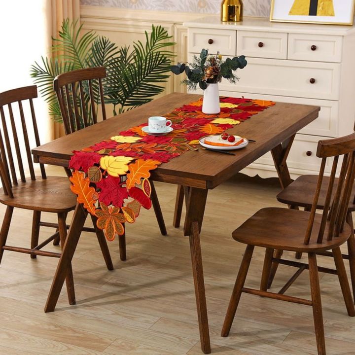 Farmhouse Style Brown Maple Design Maple Leaf Table Runner Harvest Theme Autumn Colors ...