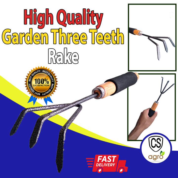 High Quality Garden Three Teeth Rake Tool Agriculture 12 Inch | Daraz.lk