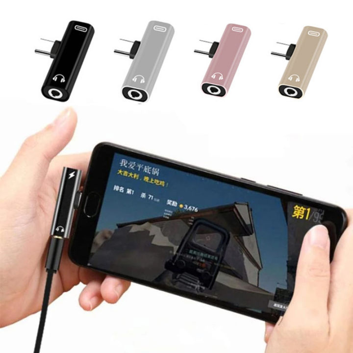 Universal 2 In 1 Dual Type C To USBC 3.5mm Jack Headphone Audio Charger ...