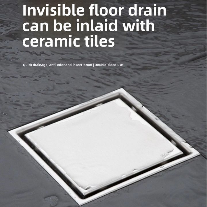 Invisible Anti-Odor Floor Drain Cover Square Stainless Steel Drainage ...