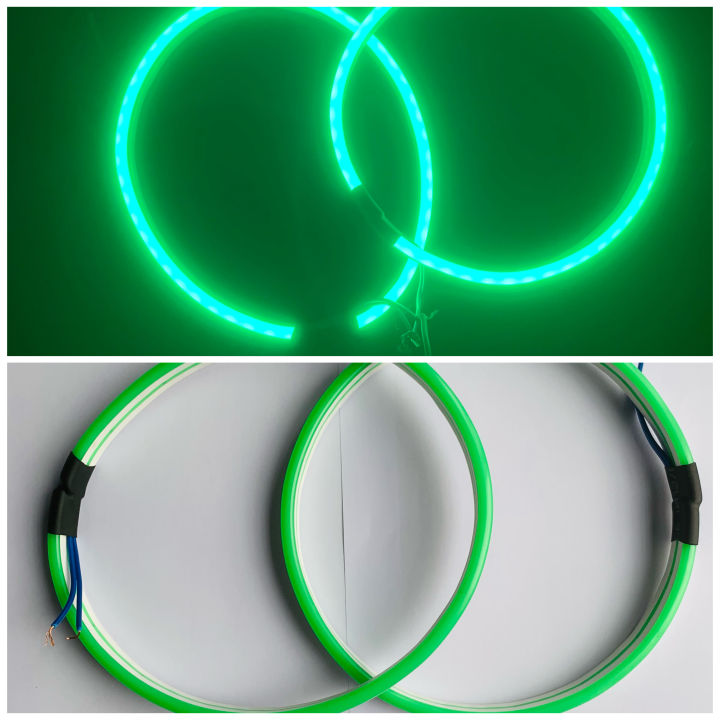 2PCS GREEN Colour Three Wheel Head Light Ring LED Neon Flexible Light ...