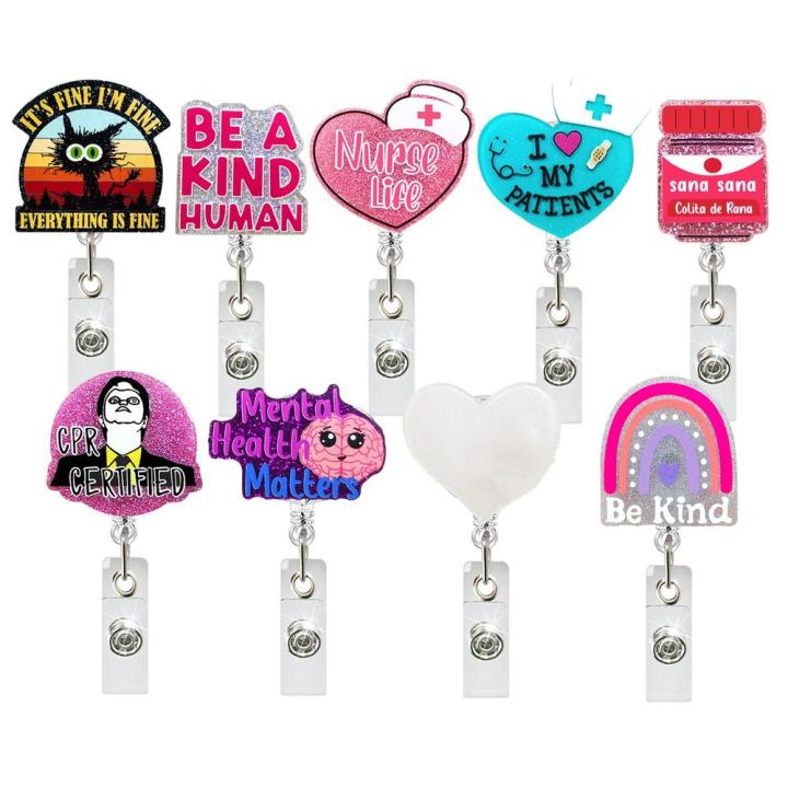 Acrylic Badge Holder Brain Design Rotating Rainbow Id Badge Clip ...