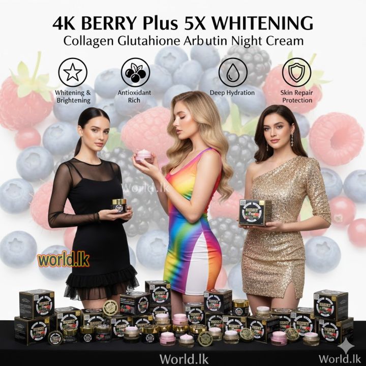 4K BERRY Plus 5X WHIi TENING Collagen Glutathione Alpha Arbutin Night ...