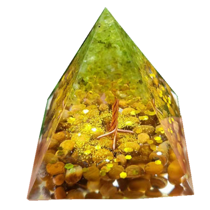1 Piece Crystals Orgone Pyramid Energy Generator Natural Peridot Reiki ...