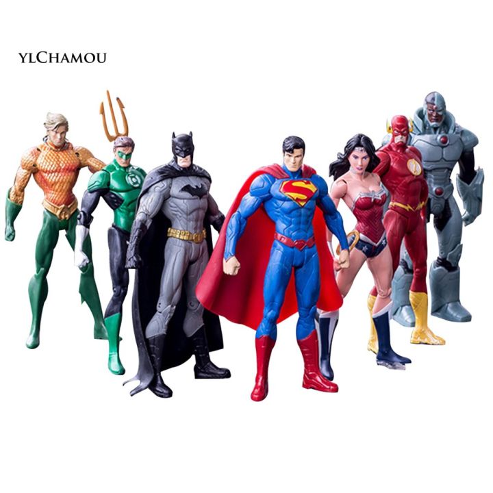 YLCM_7Pcs/Set DC Justice League Batman Doll Action Figure Mini Statue ...