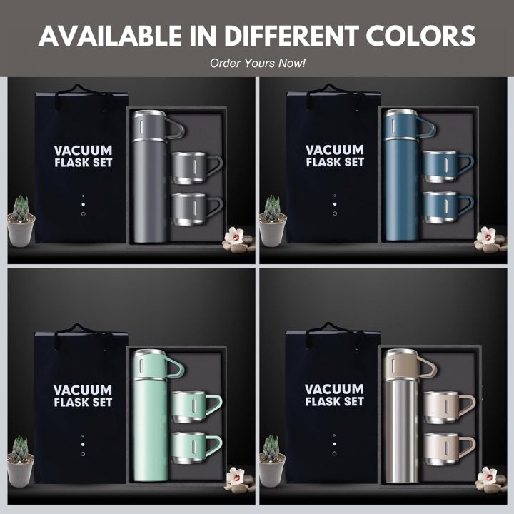 Stainless Steel Vacuum Flask Gift Set Office Business Style Thermos ...
