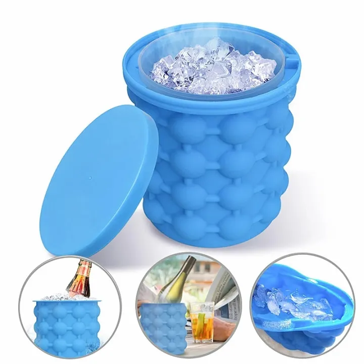 LARGE Magic Ice Cube Maker Genie Tray Molds Saving Ice Bucket Saving ...