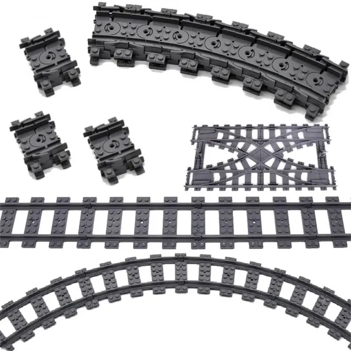 MOC Toys Flexible Tracks City Train Building Block Switch Rail Straight ...