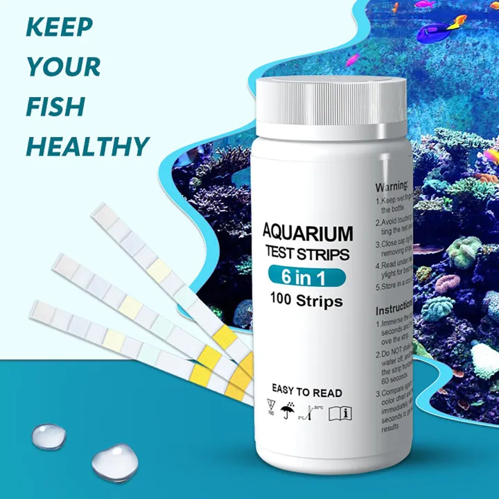 100pcs 6-in-1 Water Quality Test Strips Kit PH Nitrate Nitrite Chlorine ...