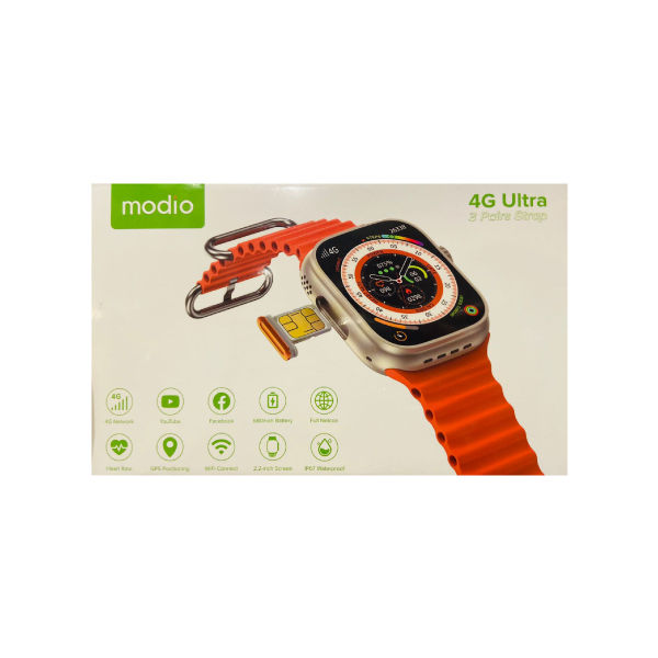 1GB Ram 16GB Rom Modio 4G Ultra Smart Watch 2.2 inch Display 3 Pairs ...
