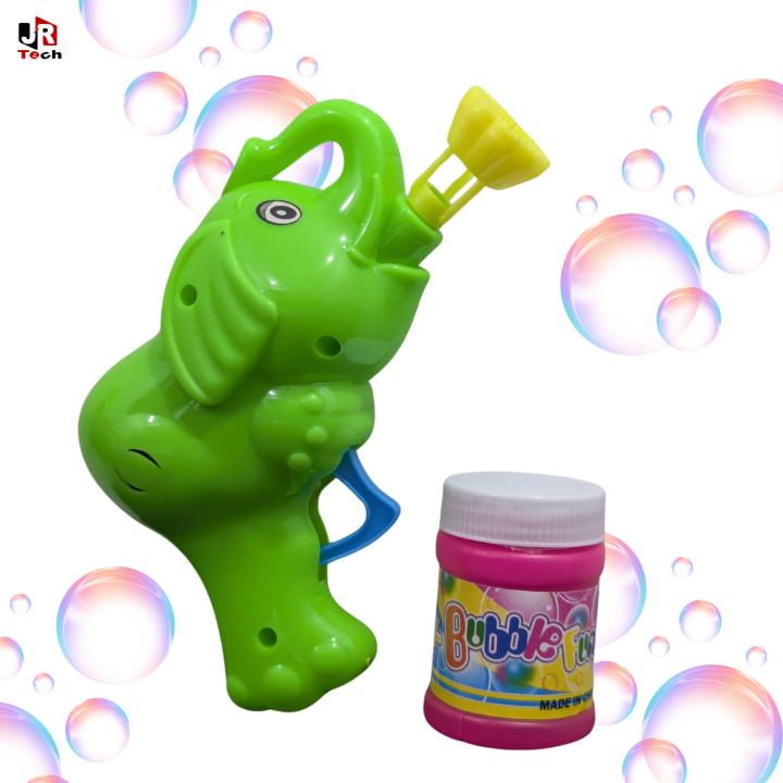 Cute Elephant Bubble Gun Toy for Kids with Bubble Liquid - Fun Outdoor ...
