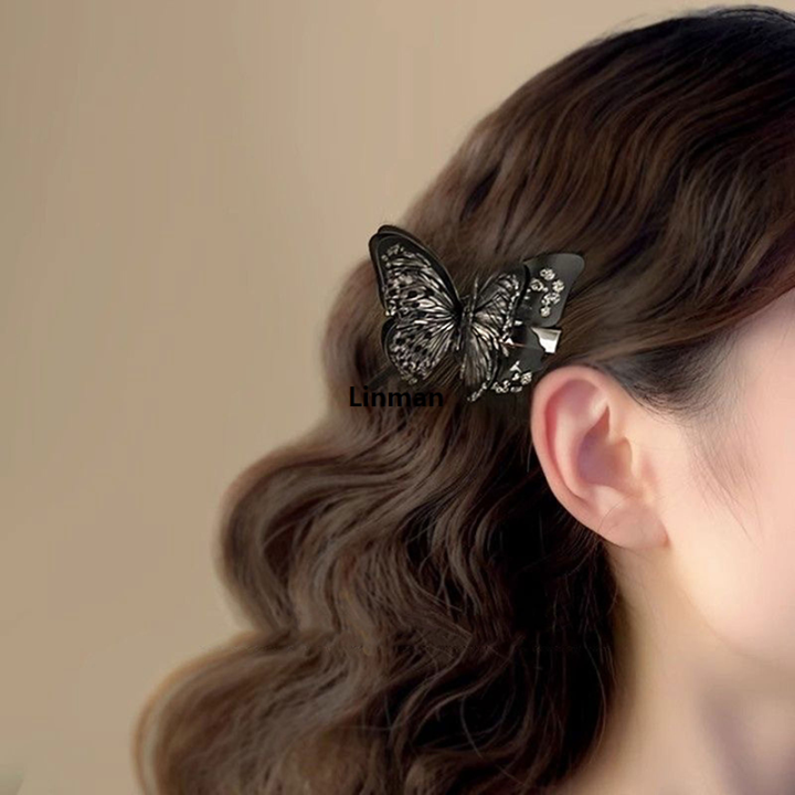Linman Fashion French Retro 3d Butterfly Resin Hairpin Girl Light Lux ...