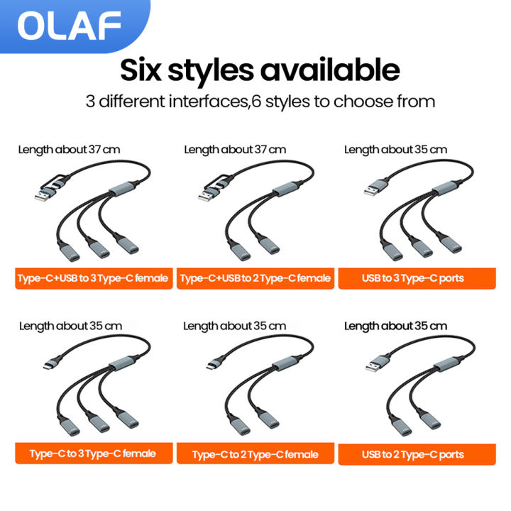 3 in 1 USB Type C HUB Multiple Splitter Adapter OTG Data Transfer 3/2 ...