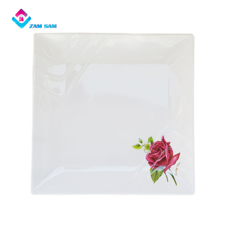 White Square Melamine Plate Dinner Plates Striped Square Plate Melamine ...