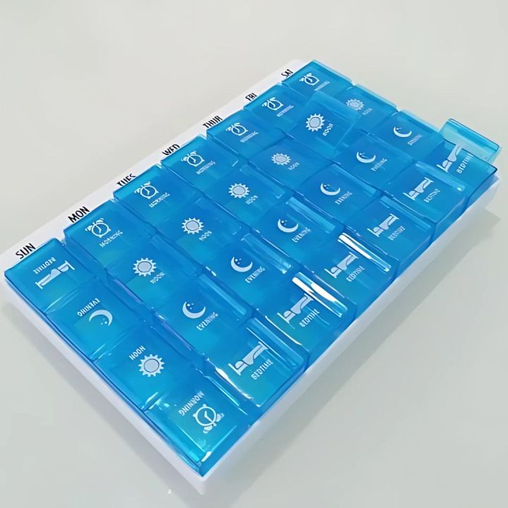 Weekly Pill Organizer 4 Times a Day, Pill Box 7 Day, Rainbow Color Pill ...