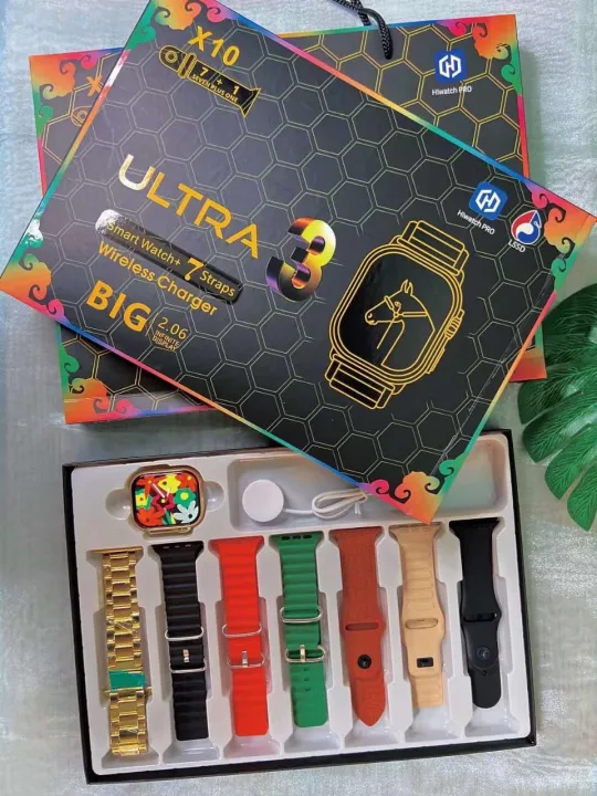 X10 ultra 3 Smartwatch Golden Edition 7 Straps Smartwatch G9 Ultra Pro ...