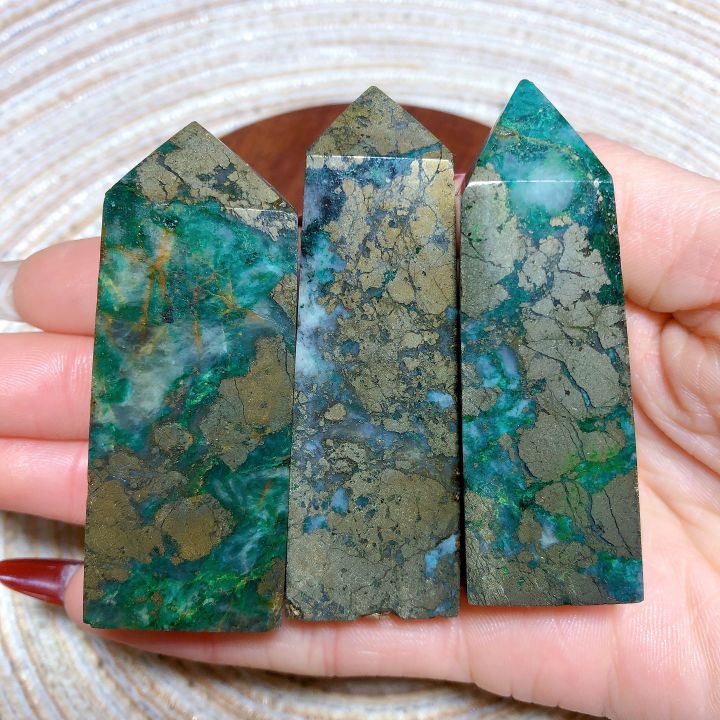 Natural Crystal Dioptase Tower Pyrite Healing Wholesale Gemstone Energy ...
