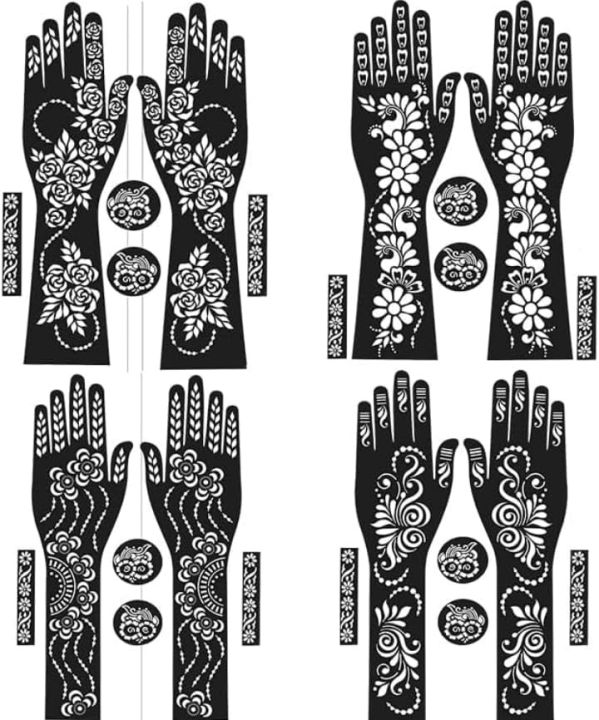 AKKAD Heena Mehndi Sticker for Hands and Feet - Henna Design Stickers ...