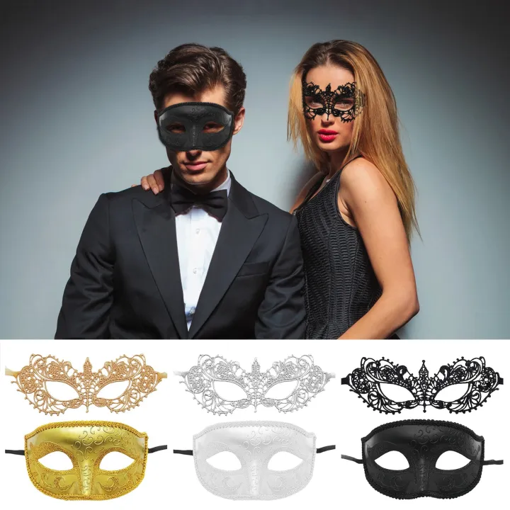 Masquerade Masks for Couple Venetian Woman Lace Men PP Cosplay Costume ...