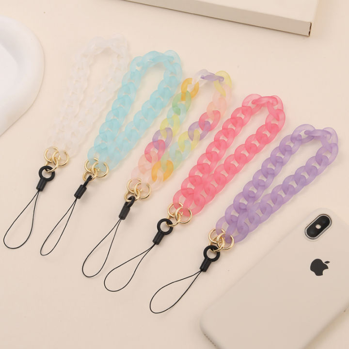 Fashion Colorful Acrylic Lobster Clasp Mobile Phone Chain Hanging Cord ...