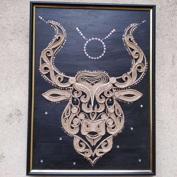 Bull Head Jute Twine Wall Art/Framed Wall Art/String Art/Home Décor ...