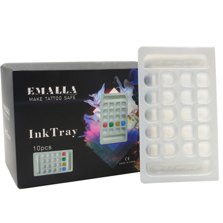10pcs/box Disposable Tattoo Ink Tray White Plastic Pigment Tray Color ...