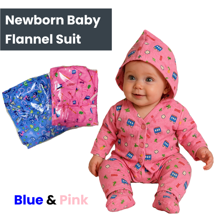 Newborn Baby Flannel Suit – Printed, Free Size (Full Set) | Daraz.lk