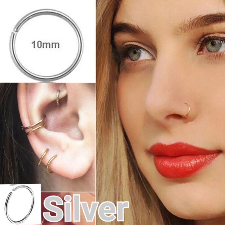 Nose Ring Piercing - Gold and Silver Handmade Hoop Jewelry | Daraz.lk