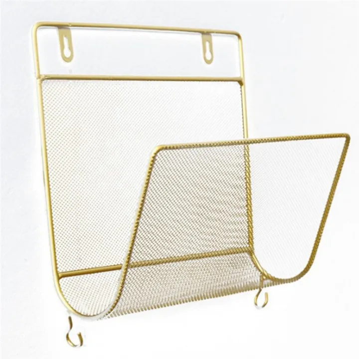 1 Piece Iron Book Rack Metal Newspapers Rack Wall Storage Shelves ...