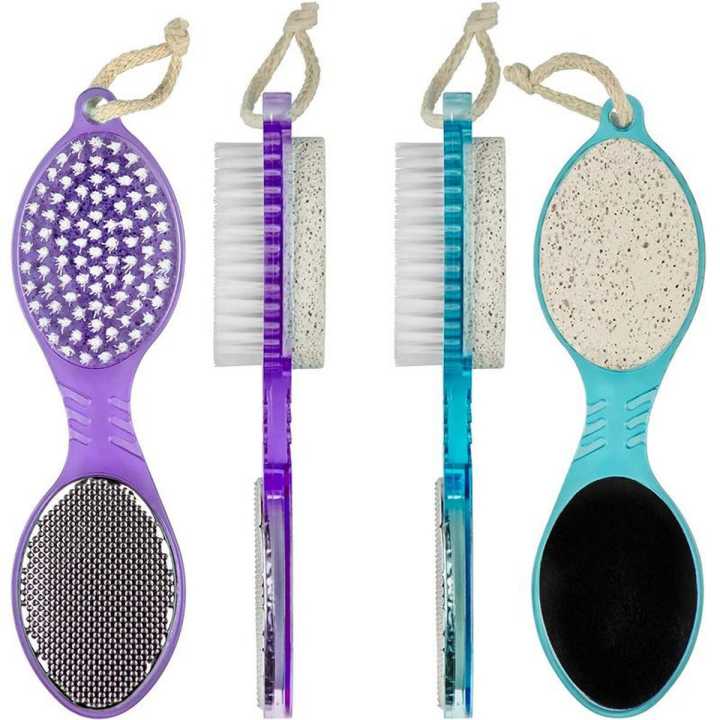 4 In 1 Foot Pedicure Brush, Pumice Stone, Scrubber & File For Soft Care ...