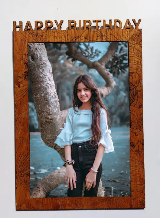Personalized Wooden Picture Frame with your Photo and caption (10 x 8 ...