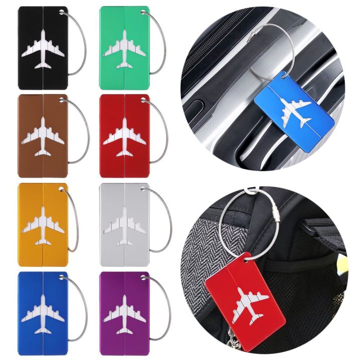 Travel Luggage Tags Name ID Card Loop Labels with Ropes Reusable Metal ...