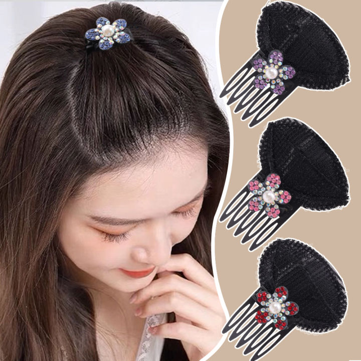 Flower Pearl Insert Comb Mat Hair Piece High Skull Top Magic Tool ...