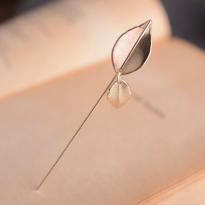 [ New ] Retro Ornament Double Leaf Branch Brooch Korean Style Linear ...