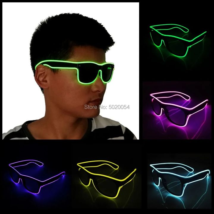 10 Colors Fashion EL Wire Neon LED Sunglasses Bar Party Dance DJ Bright ...