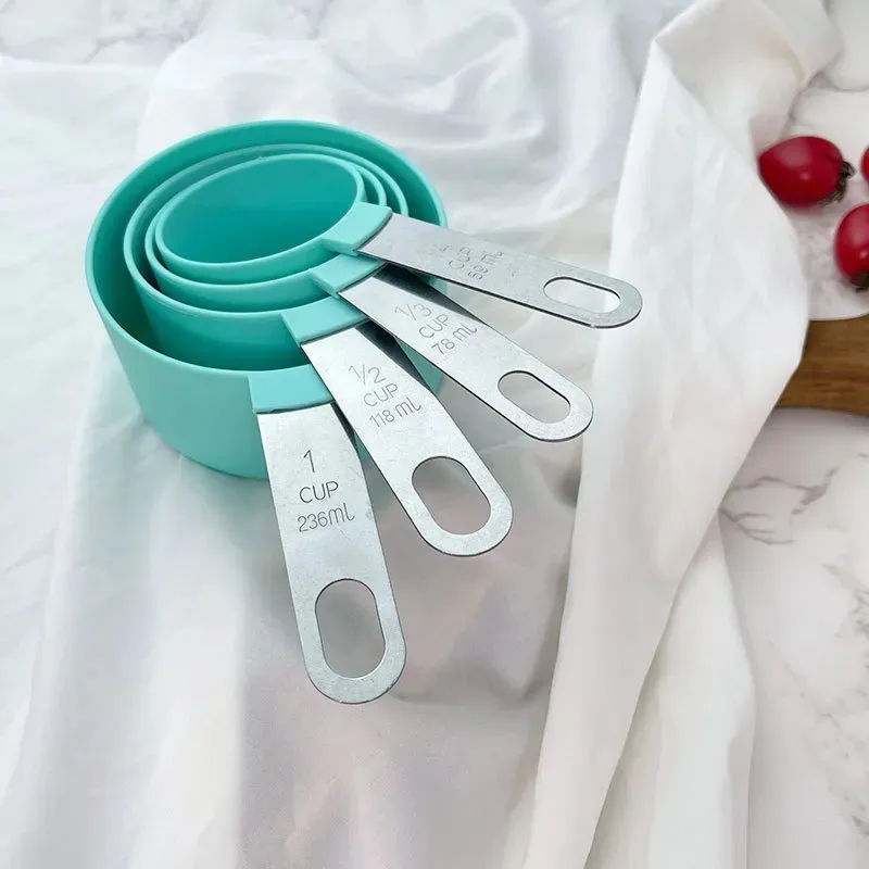 Measuring Cup Set 4 Pcs - Blue Measuring Cups With Stainless Steel ...