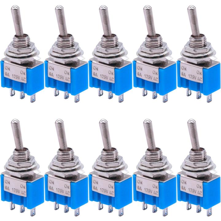 SPDT Toggle Switch 10 Pcs AC 125V 6A Toggle Switches - MTS-102 3-Pin ...