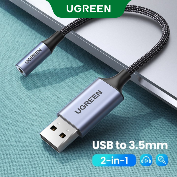 UGREEN USB to 3.5mm Audio Jack, USB A Sound Card Adapter Support Mic ...