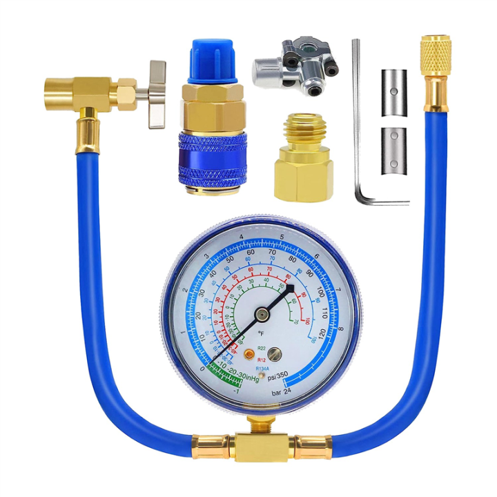 1Set ACR134A Refrigerator Freon Recharge Kit AC Charge Hose with Gauge ...