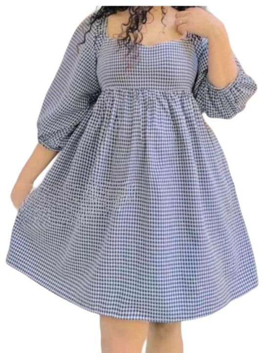 New Check Frock New Design Long Sleeve Swing Dresses | Daraz.lk