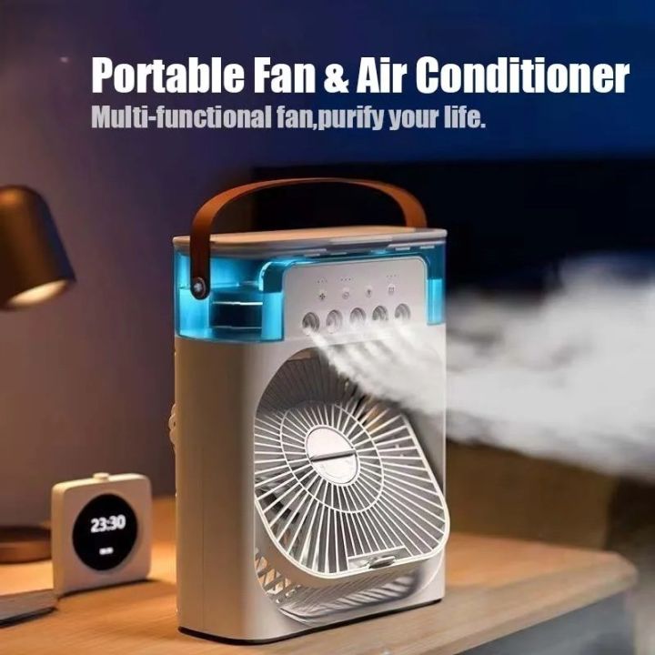 Humidifier Mini Air Conditioner + Fan USB Power 7 Lights 6 Hours ...