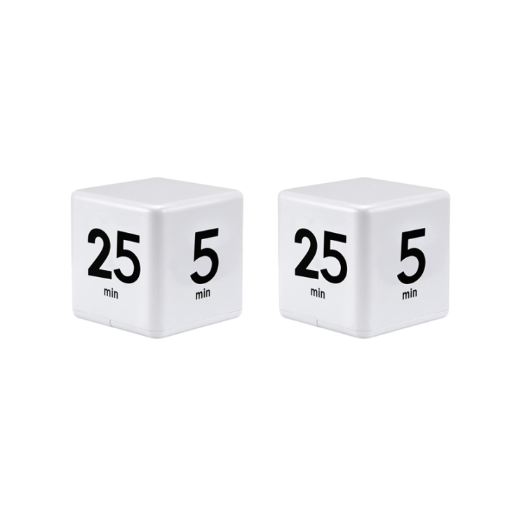 2x Cube Timer Kitchen Timer Time Management Timer Gravity Sensor Flip For Time Management