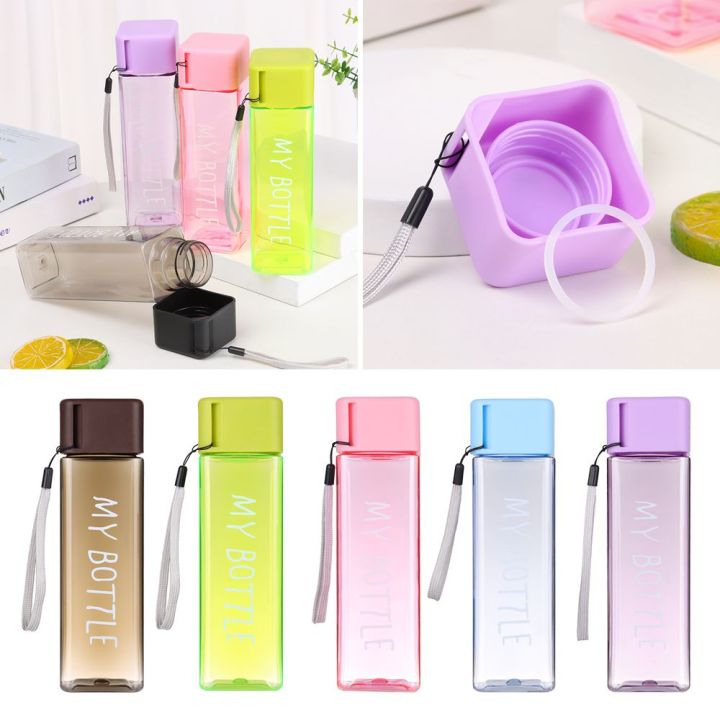 1Pc 500ml Transparent Square Plastic Matte Water Cup Outdoor Cold Juice ...