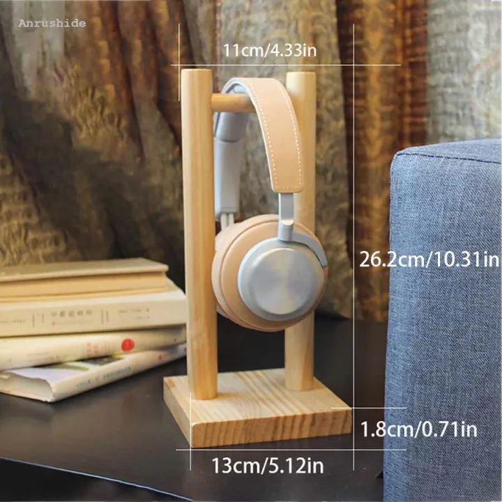 Anrushide Solid Wood Headphone Stand, Headphone Headset Hanger Display ...