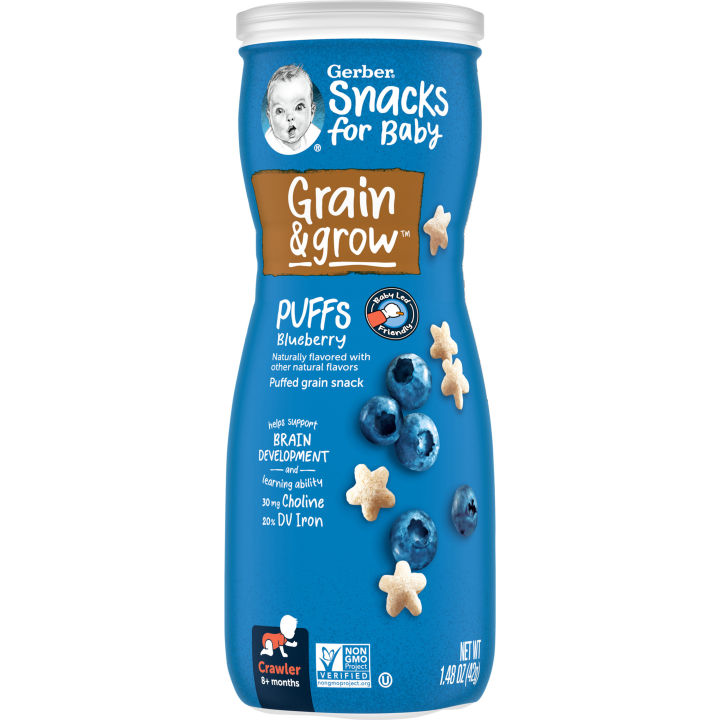 Gerber Snacks for Baby Grain & Grow Puffs, Blueberry, 8m+ 42g | Daraz.lk