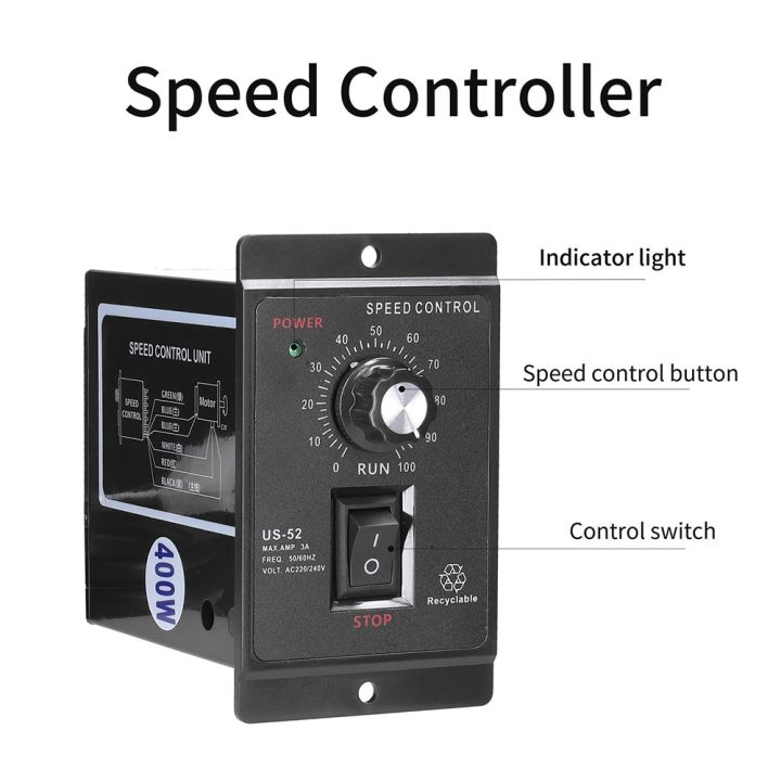 400W AC Speed Controller AC Motor Speed Controller Forward Backward ...