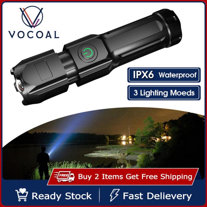 Vocoal Powerful Flashlight Bright L-ed Outdoor Focusing Torchlight ...