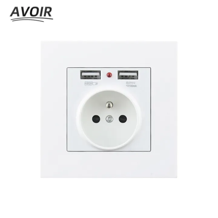 Avoir Wall Power Electric Socket Fr French Standard With Double Usb 2a ...