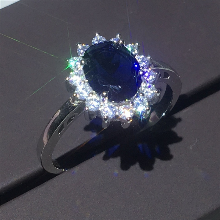 Royal Jewelry Princess Diana Soild 925 Sterling Silver Ring Engagement ...